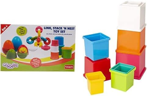 Giggles Funskool Link, Stack and Nest Toy Set,Multicolor & Funskool Stacking Cubes, Multi Color ...