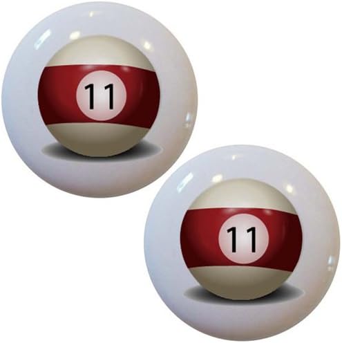 Set of 2 Billiards 11 Pool Ball Ceramic Cabinet Drawer Knobs - Cabinet ...