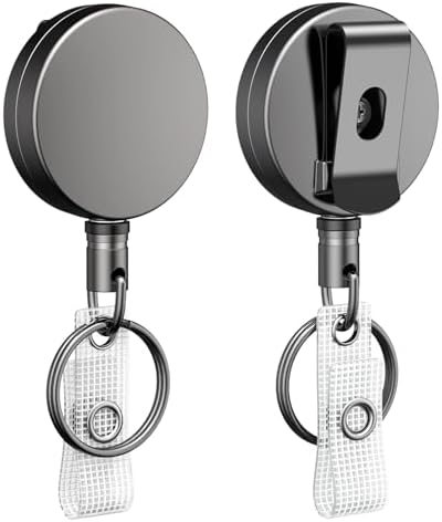Uniclife 2 Pack Retractable Keychain Heavy Duty Metal Retractable Badge ...