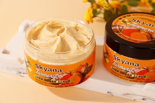 Amazon.com : Skyana Organic Lemon&turmeric Shea Sugar Scrub with ...