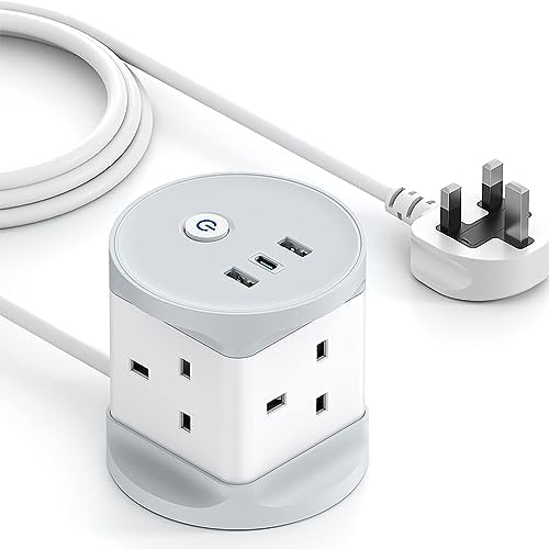 Cube Extension Lead with USB Slots, AUOPLUS 5 Way Power Strip with 4 ...