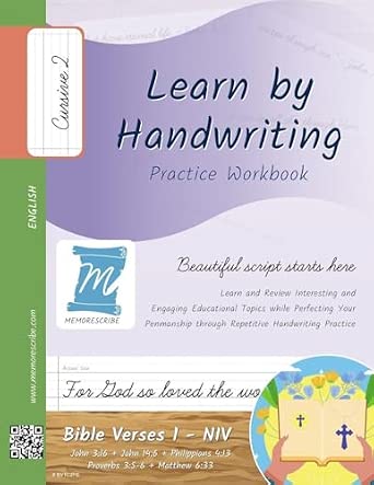 Handwriting Practice Workbook - Bible Verses 1 - NIV - Cursive, Level 2 ...