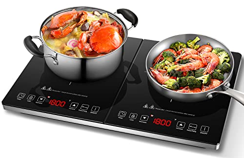 Double Induction Cooktop AMZCHEF Induction Cooker 2 Burners, Low Noise ...