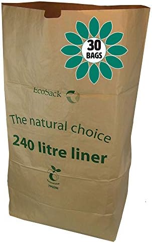 240 Litre x 10 Paper Compostable Wheelie Bin Liners - Biodegradable ...
