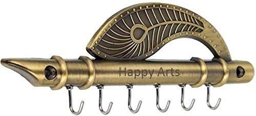 Karauli Collection Lord Krishna's Flute & Peacock Quills Wall Stand Key ...