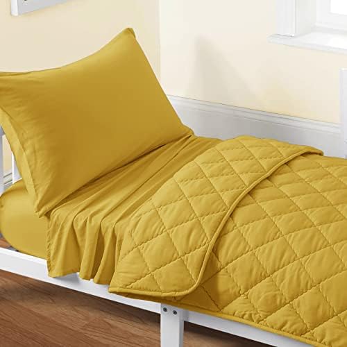 Amazon.com: 4 Pieces Yellow Toddler Bedding Set with Ruffle Fringe ...