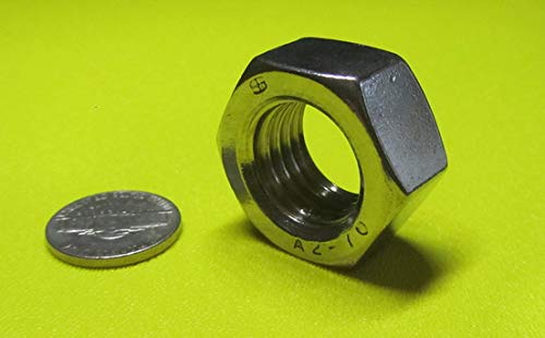 18-8 Stainless Steel Hex Nut M20 x 2.5mm Thread x 30 mm W x 16 mm H 15 ...