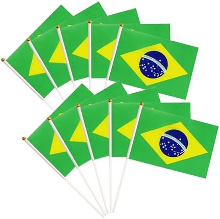 Amazon.com : TSMD Brazil Stick Flag Brazilian Small Mini Hand Held ...
