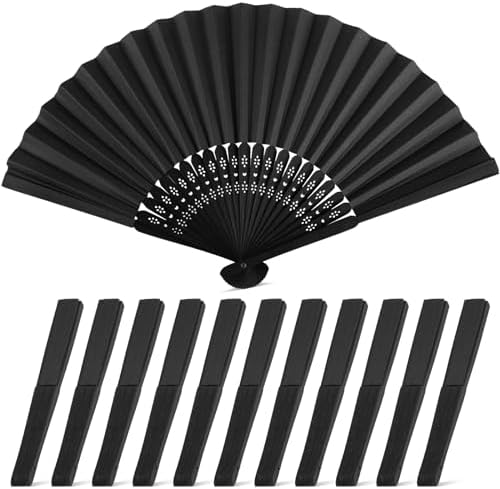 Amazon.com: Bememo Hand Held Fans Silk Bamboo Folding Fans Handheld ...