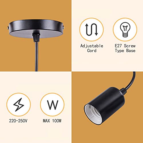 Sevenpers Pendant Light Fitting, E27 Metal Ceiling Rose Pendant Light ...