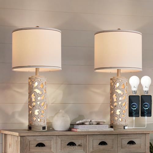 Aidenoey Set Of 2 Table Lamps With Night Light 28 Farmhouse Table
