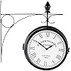 GiantexUK Metal Double Sided Wall Clock, Outdoor & Indoor Classic ...
