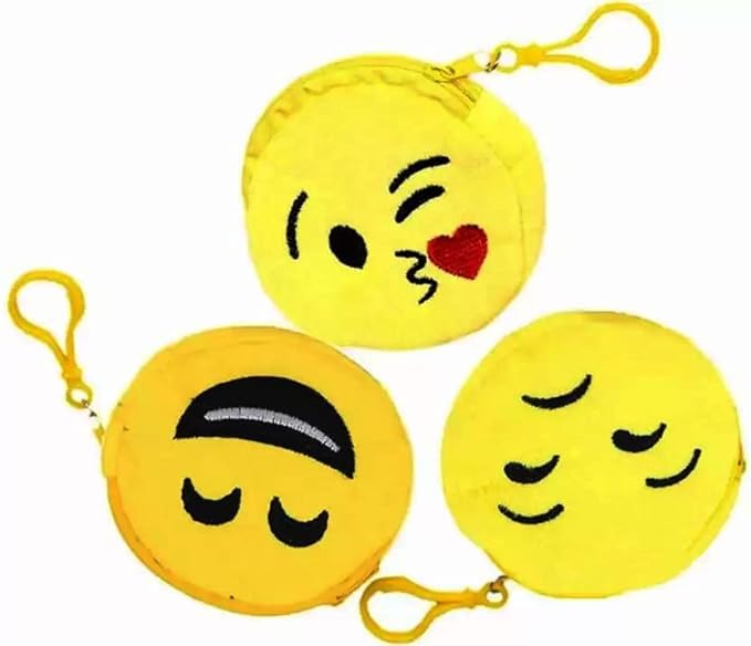 Buy Yellow Champ Round Cute Smiley Coin Pouch Yellow Emoji Fur Zip ...