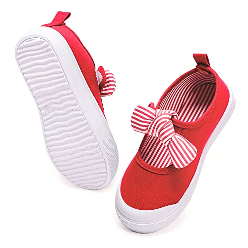 Snapklik.com : Toddler Girls Red Canvas Sneakers Causal Bow-Knot Slip ...