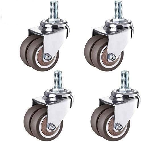 Swivel Furniture Rubber Casters,M12 Screw,No Brake,No Noise,1.5"(Pack ...