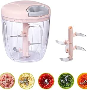 Vegetable Chopper,Manual Garlic Chopper 900ml,Hand-Powered Food Chopper ...
