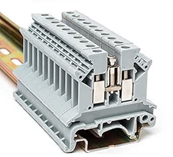 Erayco UK2.5B-GR DIN Rail Terminal Block, Screw Clamp, 600V 20A 24 ...