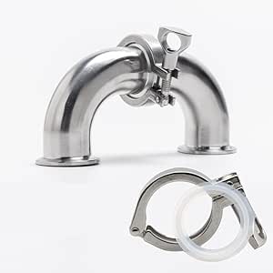 Amazon.com: 2 Pcs Stainless TC Elbow Sanitary Fittings with 2 Pcs Tri ...