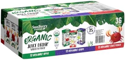 Amazon.com : Sunberry Farms Organic Variety Juice Boxes, 6.75 Fl oz, 36 ...