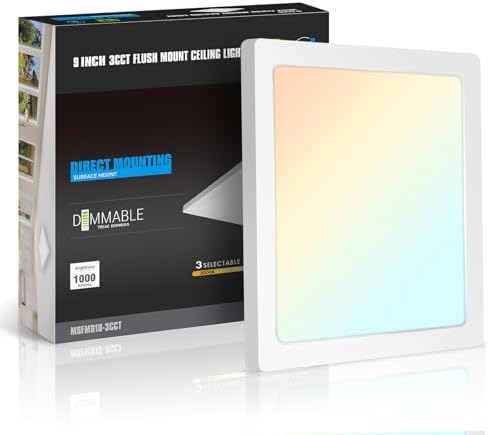 mw 9 Inch Square LED Slim Flush Mount Ceiling Light, Ultra Thin ...