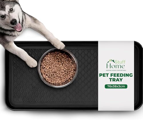 Home Stuff Cat & Dog Food Feeding Tray Non-Slip, Waterproof Pet Tray to ...