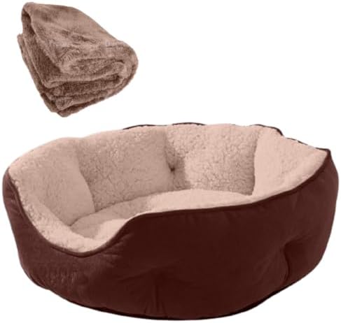 DRILLY Premium Fur Washable dog/cat bed with Blanket for small |medium ...