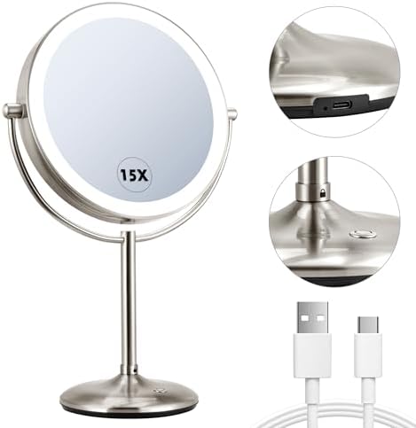 Amazon.com - VORREMIRR 15X Magnifying Mirror with Light: 9 inch Lighted ...