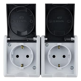REV AquaForm Double Socket Wet Room Socket, IP44, Single Pole, Surface ...