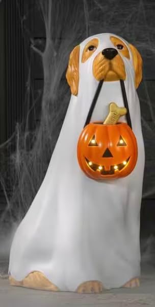 Amazon.com: 2.5 ft. LED Halloween Classic Ghost Golden Retriever ...