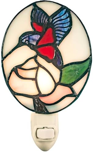 Bieye L10937 Tiffany Style Stained Glass Hummingbird Flower Wall Lamp