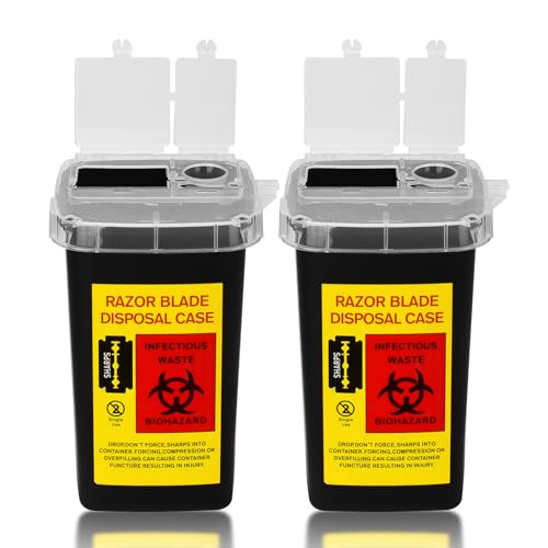 ATOMUS 2pcs 1L Black Tattoo Plastic Sharp Container Box Sharps ...