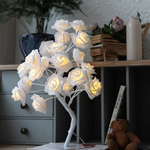 Buy KharidoLive 24 LED White Rose Tree for Home Decoration Table Lamp ...