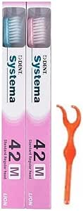 Amazon.co.jp: Lion DENT.EX Systema 42M (Pastel Color) Dental Dedicated Toothbrush, 2 Pieces ...