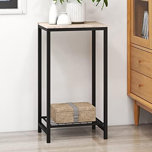 Amazon.com: LifeSky Industrial Narrow End Table - 2-Tiers Rustic Wood ...