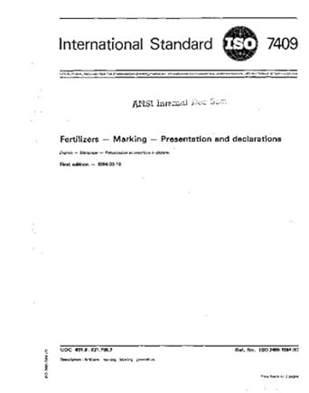 ISO 7409:1984, Fertilizers - Marking - Presentation and declarations | Amazon.com.br
