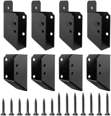 4 Pair 2x4 Black Deck Railing Bracket Connectors, 30 Degree Stair ...
