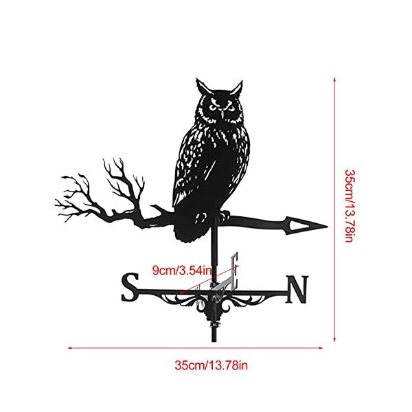 Efitty Weathercock Wind Direction Indicator, Retro Owl,Witch,Hen Shape ...
