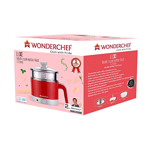 Wonderchef Crimson Edge Multi-cook Kettle-Red 1.2 Litre Electric Kettle ...