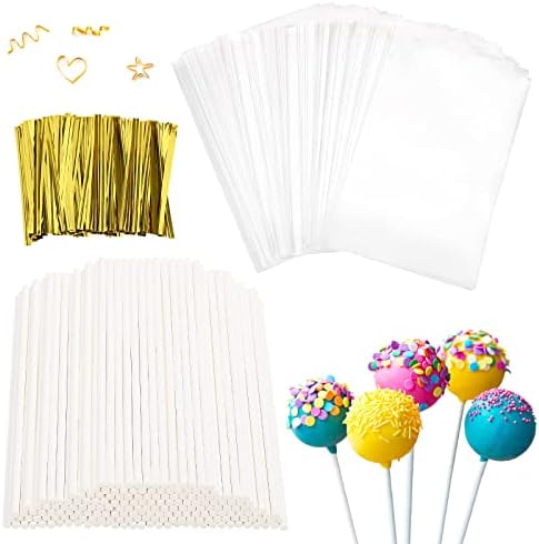 Amazon.com: 300 PCS Cake Pop Sticks and Wrappers Kit, Including 100ct 6 ...