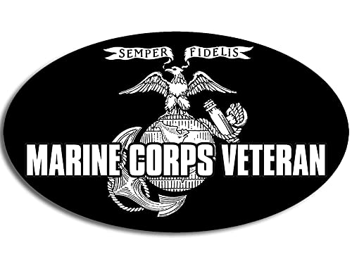 American Vinyl Oval Marine Corps Veteran Sticker (Military USMC Vet ...