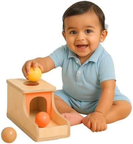 Brainytots Montessori Object Permanence Box with 3 Balls | Wooden Toy ...