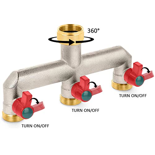 iBamso Brass Garden Tap Splitter, 3/4″ Tap Splitter Hose Connect ...