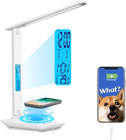 wanjiaone Multifunctional LED Desk Lamp with Wireless Charger,USB ...
