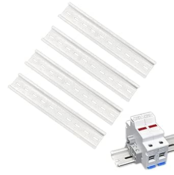 JZK 4pcs 20cm DIN Mounting Rail, 35mm Width 200mm Long Slotted DIN Rail ...
