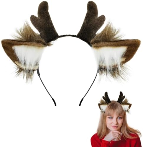 Amazon.com: SIOTMERA Reindeer Antlers Headband, Realistic Deer Antlers ...