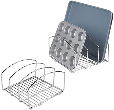 mDesign Set of 2 Baking Tray Rack - Steel Oven Tray Rack and Cutting ...