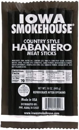 Amazon.com: IOWA SMOKEHOUSE Country Style Meat Sticks, Habanero ...