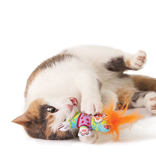 Snapklik.com : 745 Madcap Big Hair Kitty Cat Catnip Toss And Bat Plush Toy