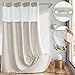 Amazon.com: Farmhouse Shower Curtain with Snap-in Liner,No Hooks Needed, Fabric Shower Curtains ...