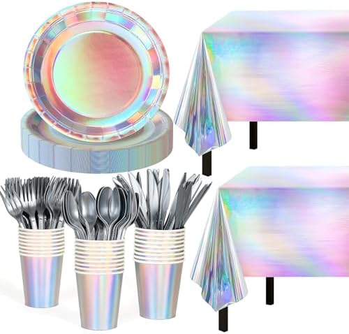 Amazon.com: 402 Pcs Iridescent Party Decorations, Shiny Birthday Party ...